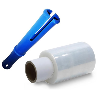 1 x Mini Handy Size Clear Shrink Wrap Roll With Plastic Dispenser