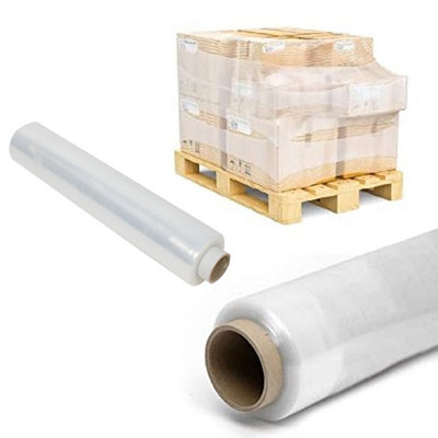 1 x Strong Clear 400mm Water & Moisture Proof Pallet Shrink Wrap Easy ...