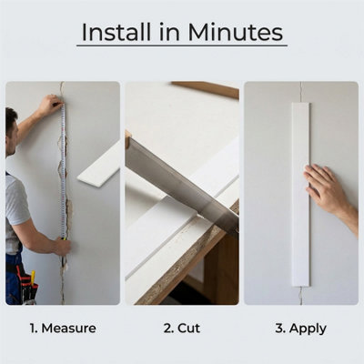 1 X WHITE PVC ADHESIVE FLAT BAR DIY TRIM, 75MM X 1 METRE MOISTURE ...
