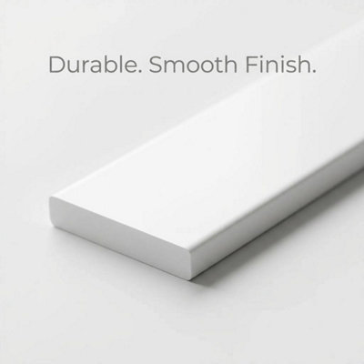 1 X WHITE PVC ADHESIVE FLAT BAR DIY TRIM, 75MM X 1 METRE MOISTURE ...