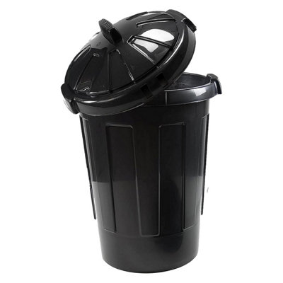 1 x XL 80 Litre Black Plastic Home Garden Waste Trash Storage Bin With Lid