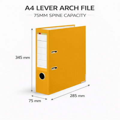 1 x Yellow Lever Arch File A4 Ring Binder Folder Files Office Document ...