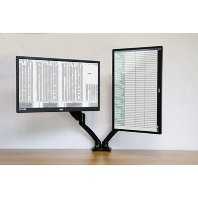 10-27" Dual Twin Moving Monitor Desk Mount Arm Bracket - 9KG Screen ...