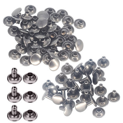 10.5mm x 12mm Extra Long Double Cap Tubular Rivets, Gunmetal Black, 50pcs