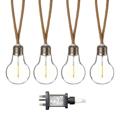 10 A60 Bulb 4.5m Jute Rope Party Festoon Christmas Outdoor Lights in ...