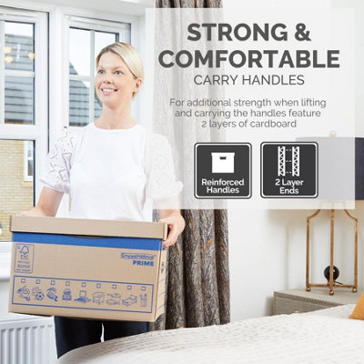 10 BANKERS BOX Cardboard Moving Boxes 37L Heavy Duty Double Wall Boxes ...