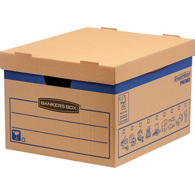10 BANKERS BOX Cardboard Moving Boxes 47L Heavy Duty Double Wall Boxes ...