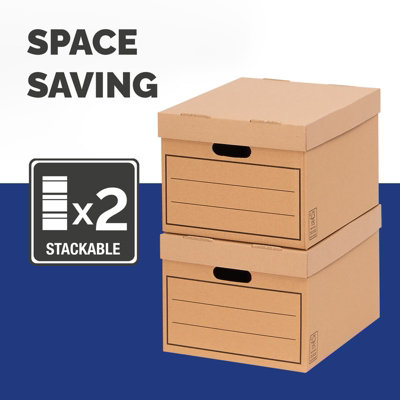 10 BANKERS BOX Multi Use Storage Boxes with Lids Cardboard Storage Box ...