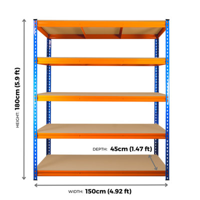 10 Bays of 5 Tier ULTRA HEAVY DUTY Storage Racking 1800h x 1500w x 450d ...