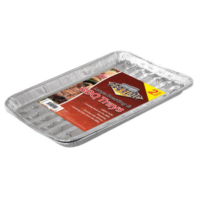 10 BBQ Foil Grill Trays Disposable Aluminium Cooking Serving Trays
