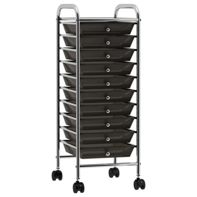 10-DRAWER MOBILE STORAGE TROLLEY BLACK PLASTIC