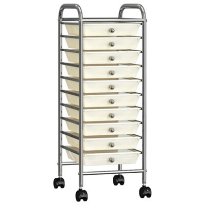 10-Drawer Mobile Storage Trolley White Plastic