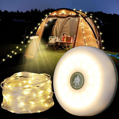 10 m Camping Outdoor String Lights with 5 Lighting Modes Rechargeable ...