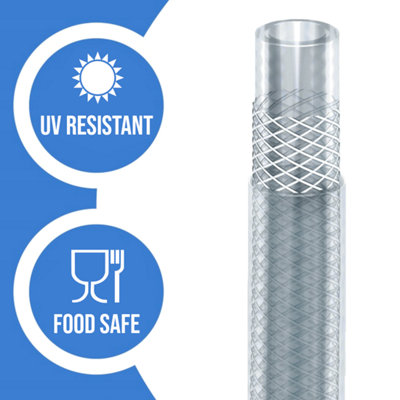 10 m of 16 mm ID Food Grade Reinforced Hose Pipe - 4-Layer PVC Tube for ...