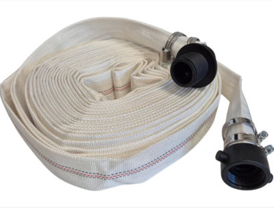 10 Meters - 1" Lay Flat SET G with 4 Hose Clips and FEMALE THREAD ...