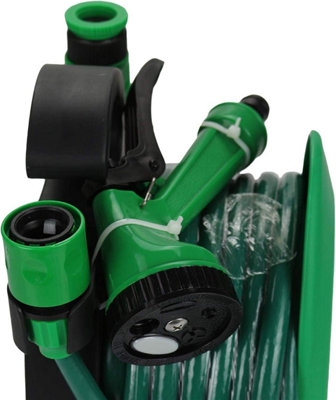 10 Metre Patio Hose Set Mini Garden Water Watering Hose Pipe Reel Spray ...