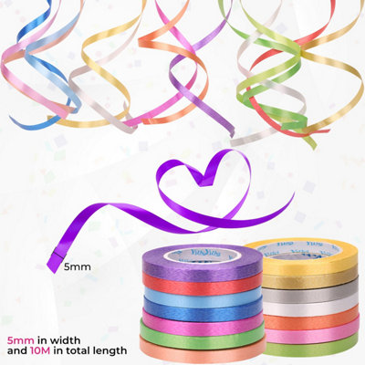 10 Metres Shiny Metallic Balloon Ribbon String Roll Crimped Curling ...