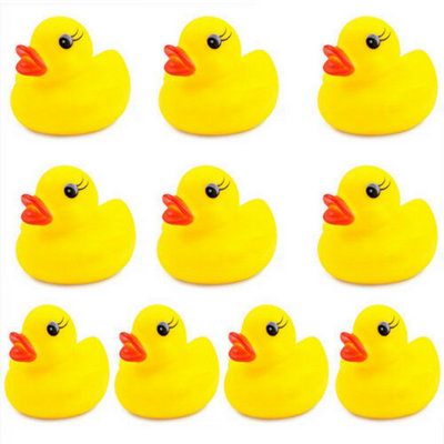 10 Mini Yellow Bathtime Rubber Ducks Pack