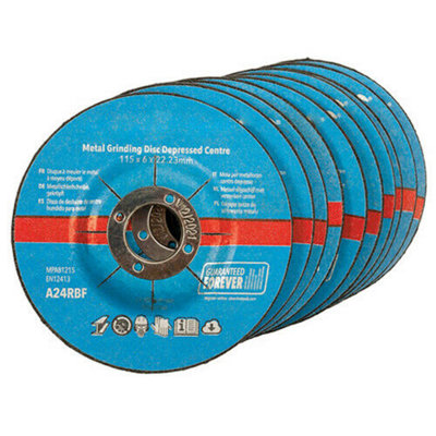 10 of 115mm x 6mm x 22.2mm Metal Grinding Discs Depressed Centre Angle ...