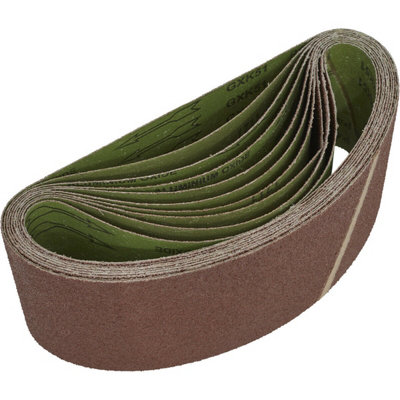 10 PACK - 100mm x 610mm Sanding Belts - 40 Grit Aluminium Oxide Cloth Backed Set | DIY at B&Q