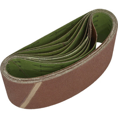 10 PACK - 100mm x 610mm Sanding Belts - 80 Grit Aluminium Oxide Cloth Backed Set | DIY at B&Q