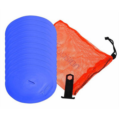 10 PACK 21cm Round Rubber Marker Set - BLUE Flat Disc Outdoor Football ...