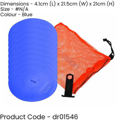 10 PACK 21cm Round Rubber Marker Set - BLUE Flat Disc Outdoor Football ...