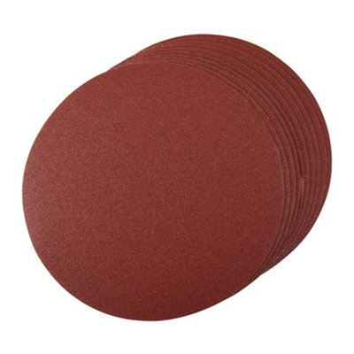 10 PACK 250mm 80 Grit Aluminium Oxide Round Sanding Sheet Discs Hook ...
