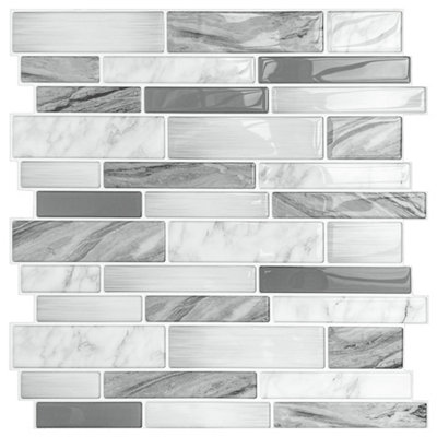 10-Pack Brick Effect Self-Adhesive Wall Tile Stickers for Kitchen and ...