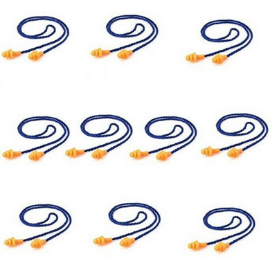 10 Pack Corded Silicone Ear Plugs Noise Protection Sleep Work Safety ...