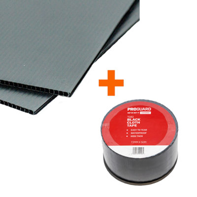 10 PACK CORREX PROTECTION BOARD BLACK 1.2M X 1M X 2MM + CLOTH TAPE