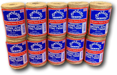 10 pack - Everlasto Brown Jute Tying Twine Large Spools 150g