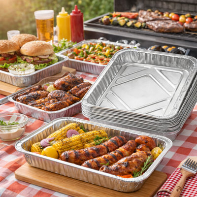 10 Pack Large Aluminium Foil Trays 32x22x3 cm Tin Foil Containers for ...