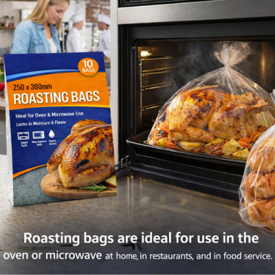 10 pack large roasting bags size 250mm x 380mm oven and microwave safe ...