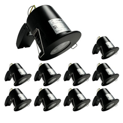 10 Pack - LED Matt Black Bathroom Fire Rated Round IP65 Recessed ...