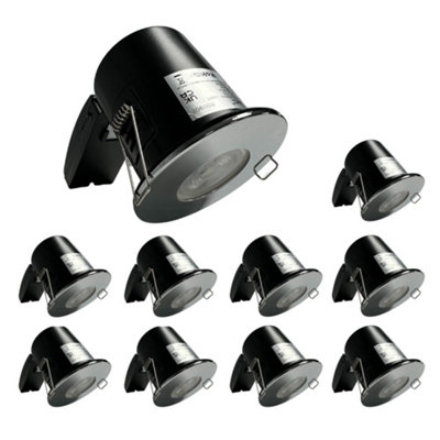 10 Pack - LED Polished Chrome Bathroom Fire Rated Round IP65 Recessed ...
