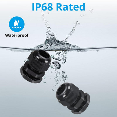 10 Pack M20 20mm IP68 Waterproof Black Cable Glands, Suitable for 6mm ...