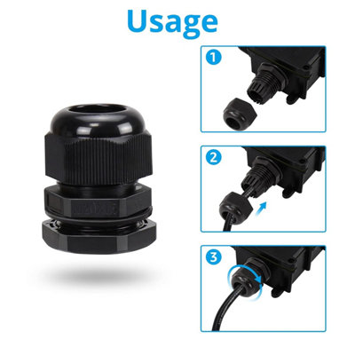 10 Pack M20 20mm IP68 Waterproof Black Cable Glands, Suitable for 6mm ...