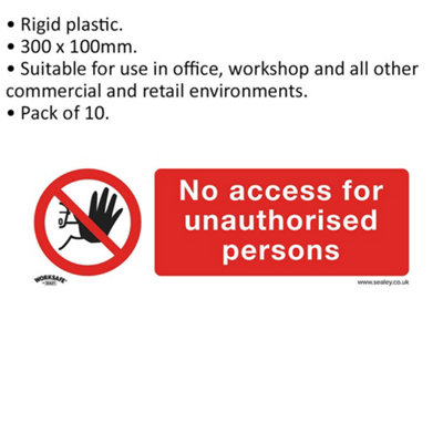 10-Pack NO ACCESS Health and Safety Signs - Durable Rigid Plastic ...