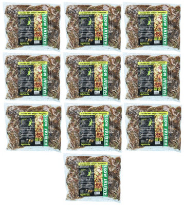 10 Pack of 1.5L Habitat Moss Natural Substrate For Reptile Frog Snake Gecko