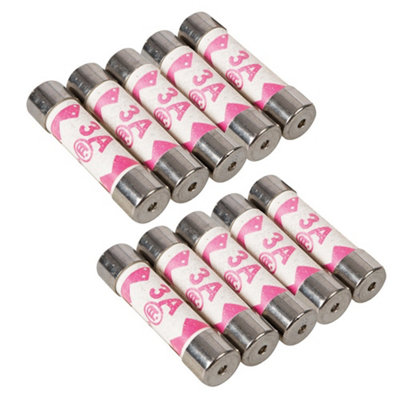 10 PACK Replacement 3A Electrical Fuses 25.4mm UK Standard Plug Top ...