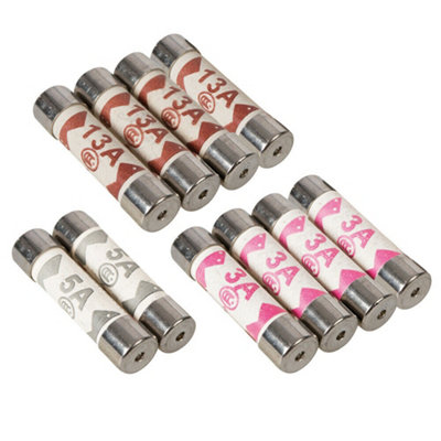 10 PACK Replacement Electrical Fuses 4x 3A 4x 13A 2x 5A Standard UK ...