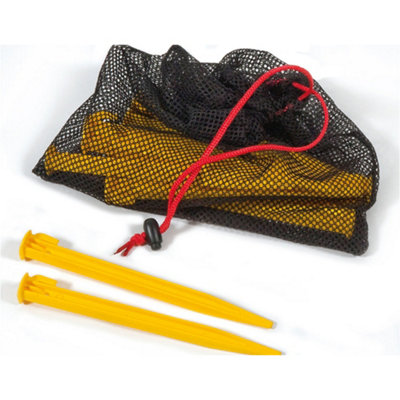 10 PACK Yellow Plastic Net Pegs & Carry Bag - Football Goal Gound Spike ...
