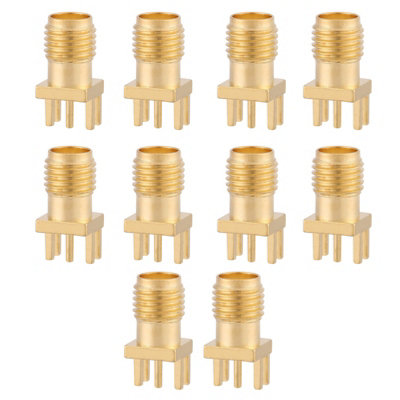 10 Pcs 50 Ohm Brass SMA Female PCB Mount Socket Jack RF Connectors