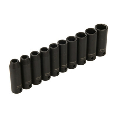 10 Piece 1/2" Drive DEEP Impact Socket Set 6 Point Grip 10mm 22mm ...