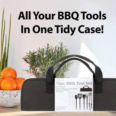 10 Piece BBQ Set With Carry Case - B&Co