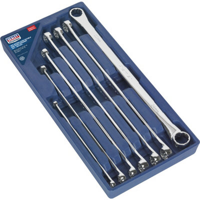 10-Piece Extra Long Double Ended Ring Spanner Set - 12 Point Metric ...