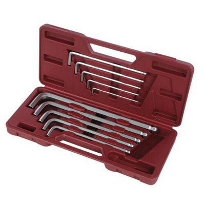 10 Piece Hex Allen Key Ball End Set Chrome Vanadium Kit | DIY at B&Q