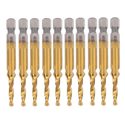 10-Piece M4 HSS Screw Tap Kit with 3.3mm Drill Bits and Hex Shank ...