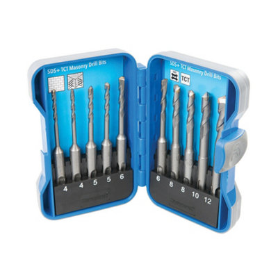 10 Piece Masonry Drill Bit Set 4mm to 12mm SDS PLUS Tungsten Carbide ...